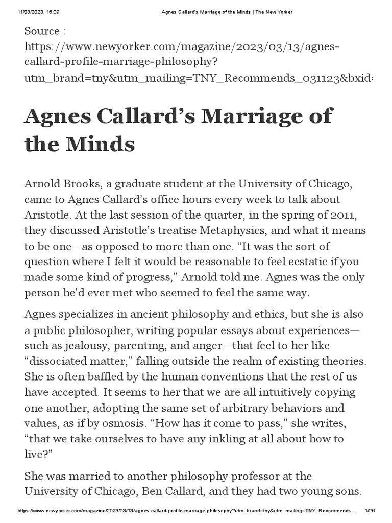 Agnes Callard's Marriage of The Minds - Rachel Aviv | PDF | Socrates | Mind
