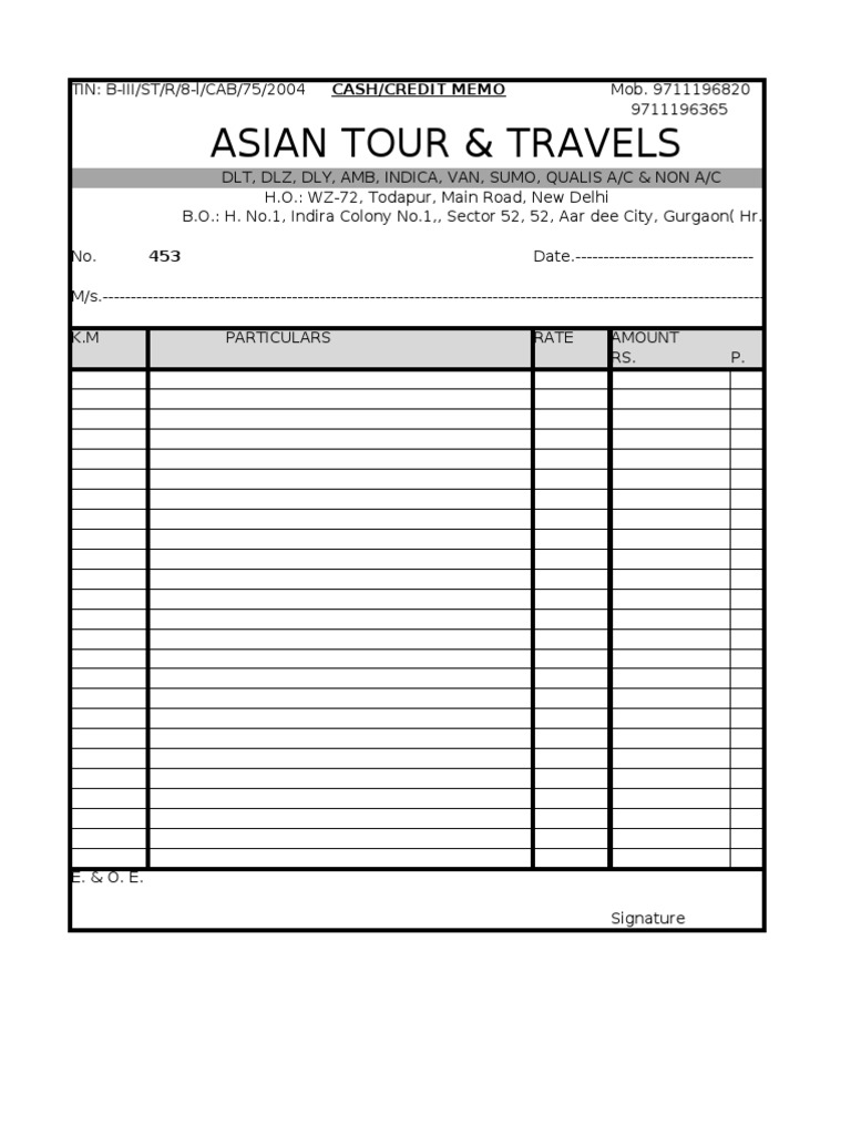 Bill Taxi Format | PDF | Business