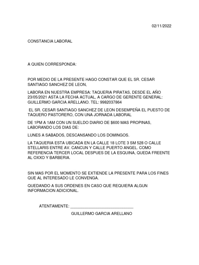 Constancia Laboral Final | PDF