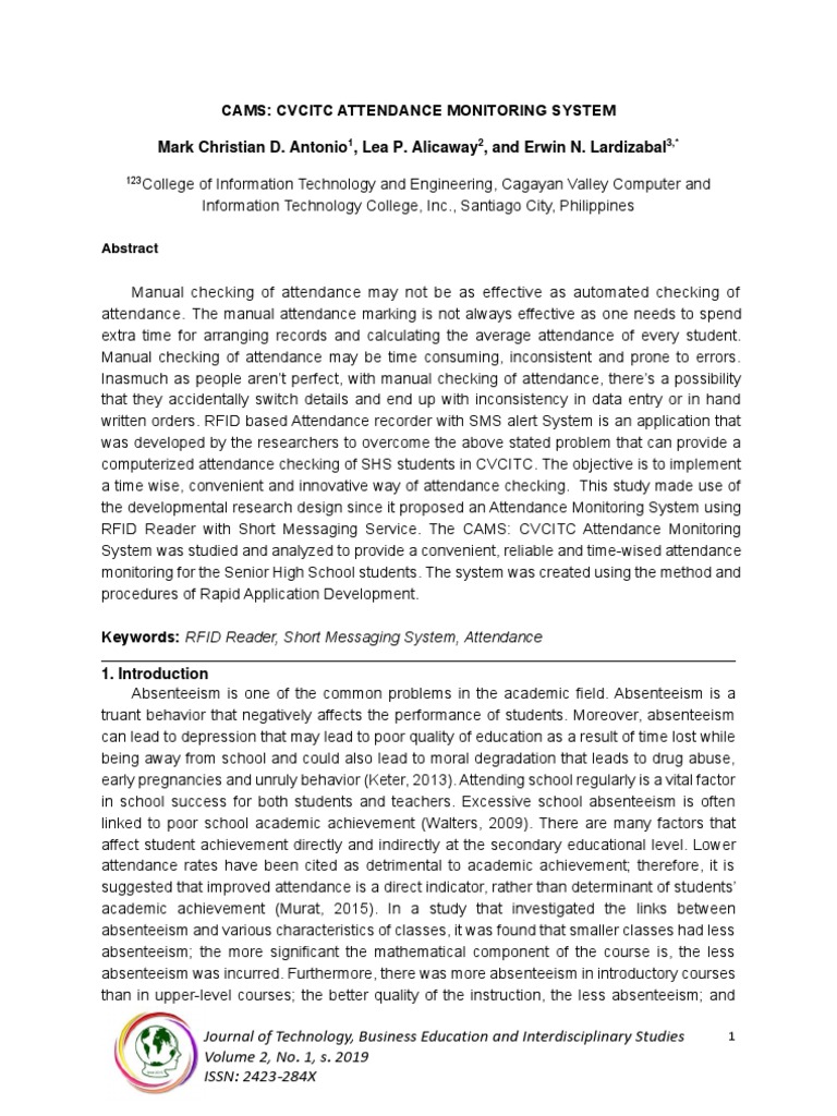 1 Cams Cvcitc Attendance Monitoring System 1 | PDF | Databases | Prototype