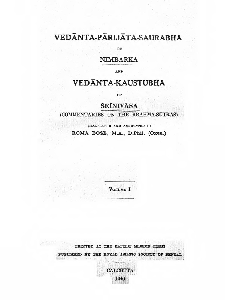 Vedanta-Sutra - Text - Commentary of Nimbarka and Srinivasa PDF | PDF ...