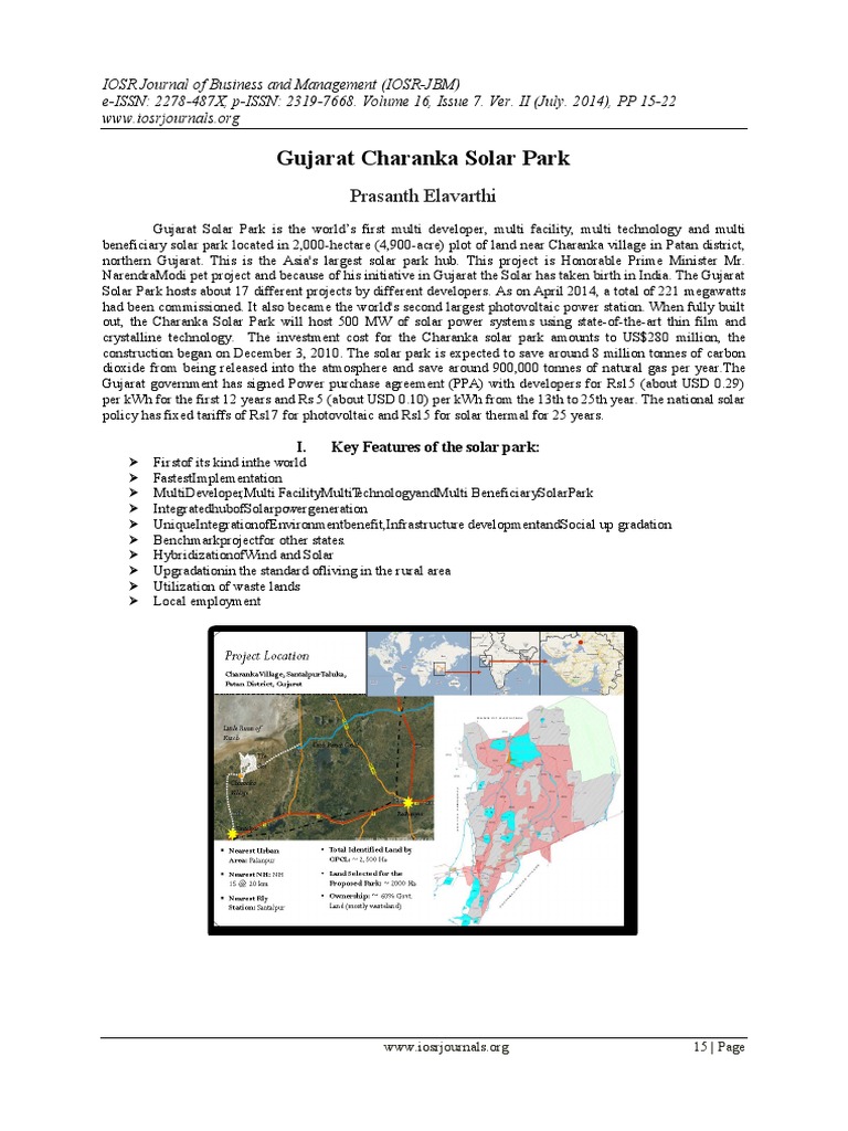 Gujarat Charanka Solar Park PDF | PDF | Photovoltaics | Thin Film Solar ...