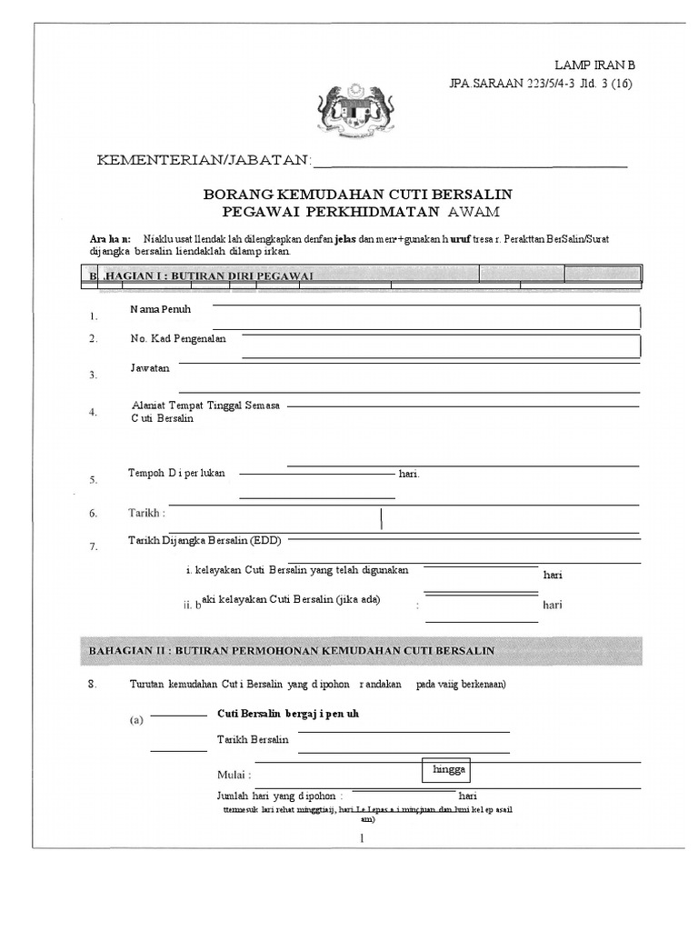 Borang Kemudahan Cuti Bersalin by EasePDF | PDF