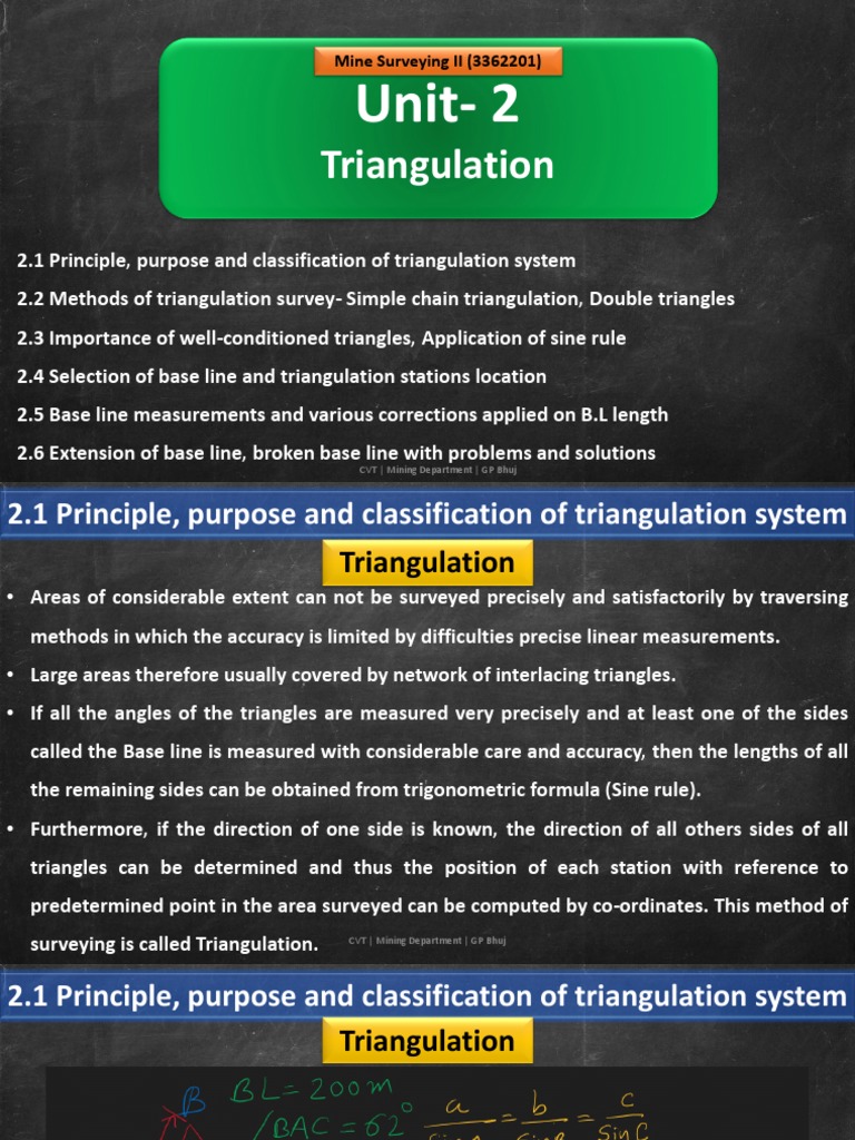 Principles and Methods of Triangulation Surveys for Mine Mapping | PDF ...