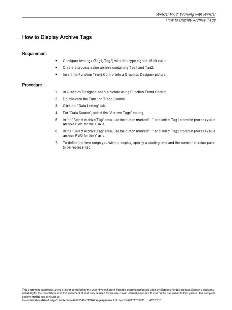 WinCC V7.3 - Working With WinCC - How To Display Archive Tags | PDF | Button (Computing ...