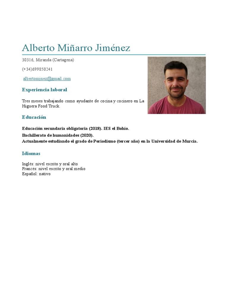 Currículum Alberto Miñarro Jiménez PDF | PDF
