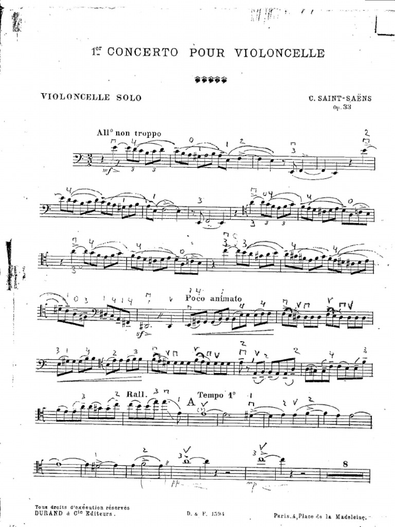 Saint Saens - Cello Concerto # 1 Am | PDF