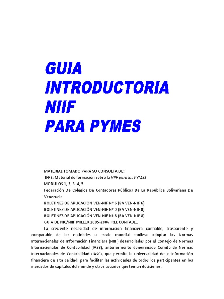 Guia Introductoria Niif para Pymes | PDF | normas internacionales de ...