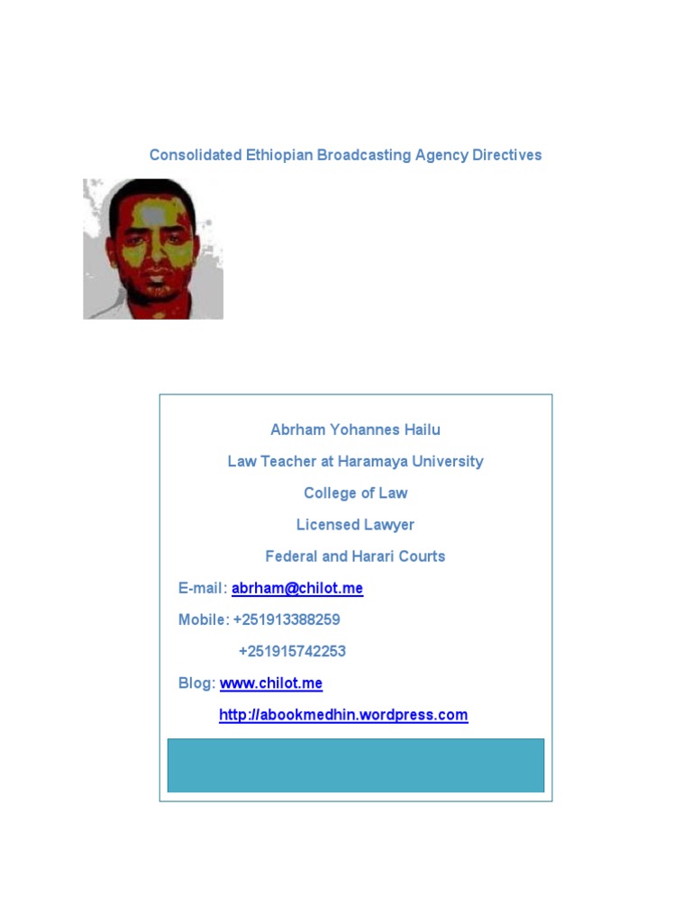 Consolidated Ethiopian Broadcasting Authority Directives | PDF | License | Radio
