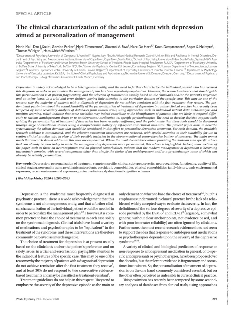 World Psychiatry - 2020 - Maj - The Clinical Characterization of The ...