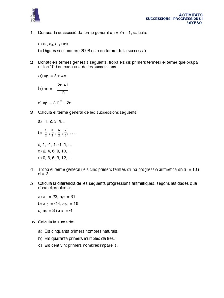 1-Successions I Progressions | PDF