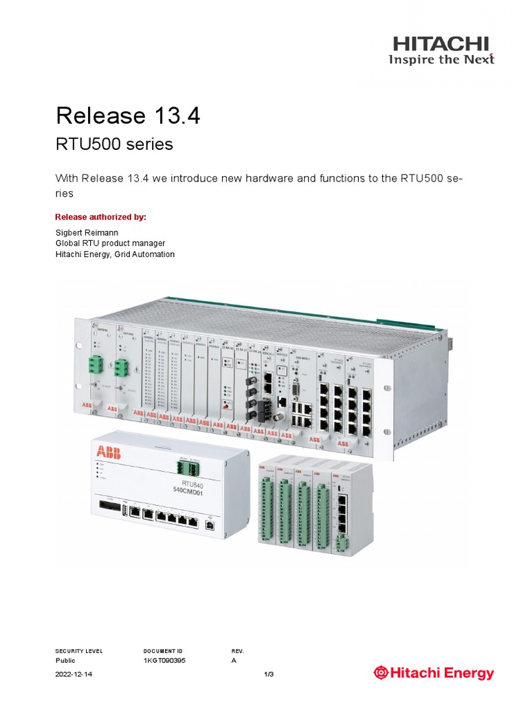 RTU500 13.4 Release Note PDF | PDF | Computer Network | Scada