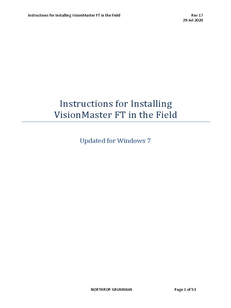 Instructions For Installing VisionMaster FT in The Field | PDF ...