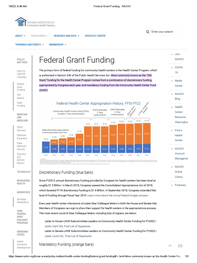 Federal Grant Funding - NACHC | PDF | Medicaid | United States Congress