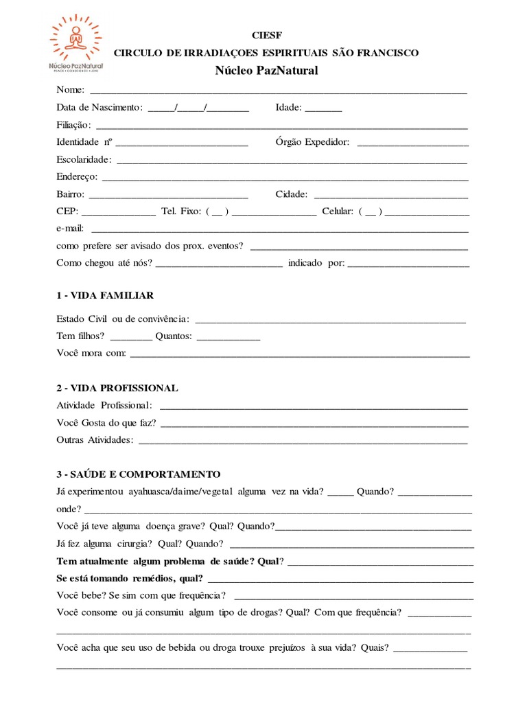 Anamnese Ayahuasca 06.2018 PDF | PDF | Ayahuasca