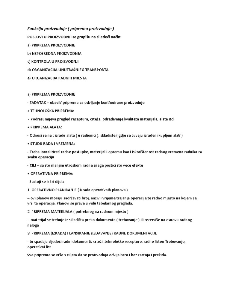 Funkcija Proizvodnje | PDF