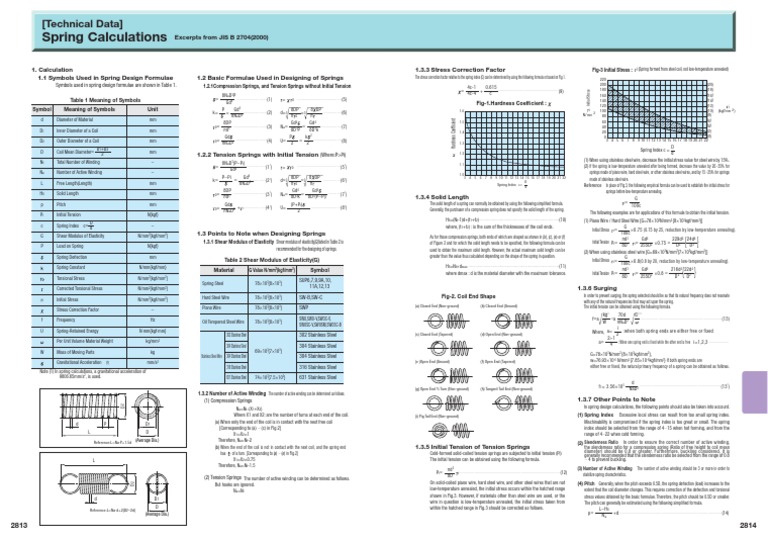 Spring Calculations | PDF | Elasticity (Physics) | Wire