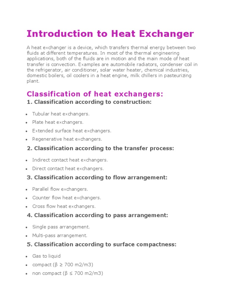 Introduction To Heat Exchanger | PDF | Heat Exchanger | Heat Transfer