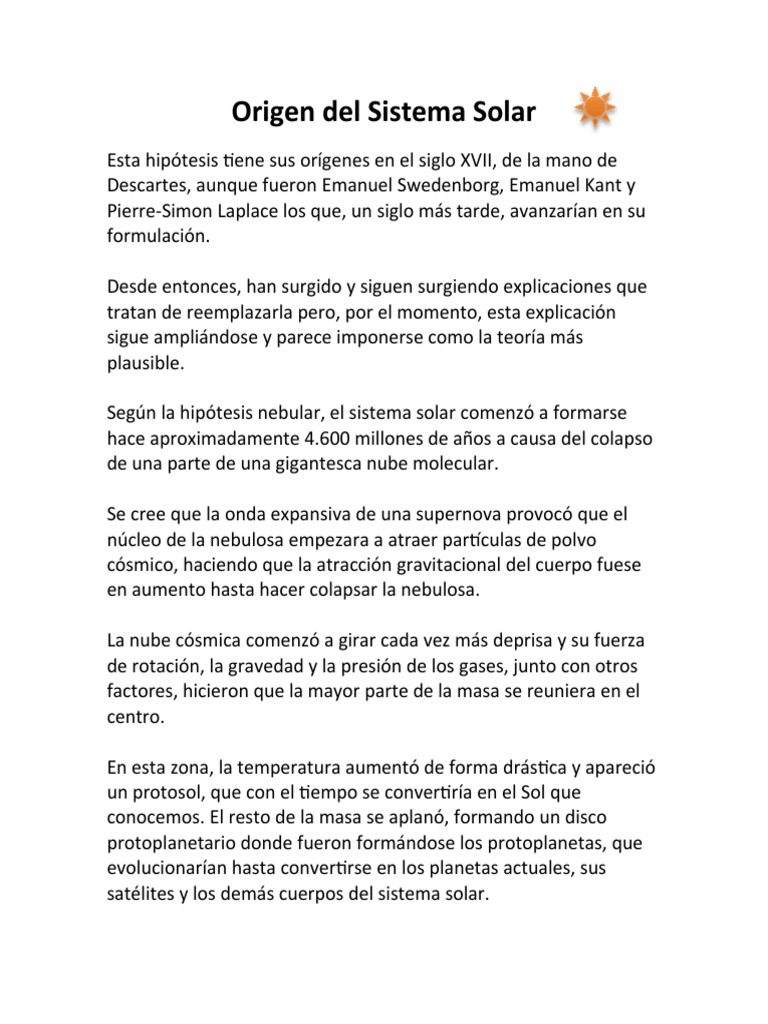 Origen Del Sistema Solar | PDF