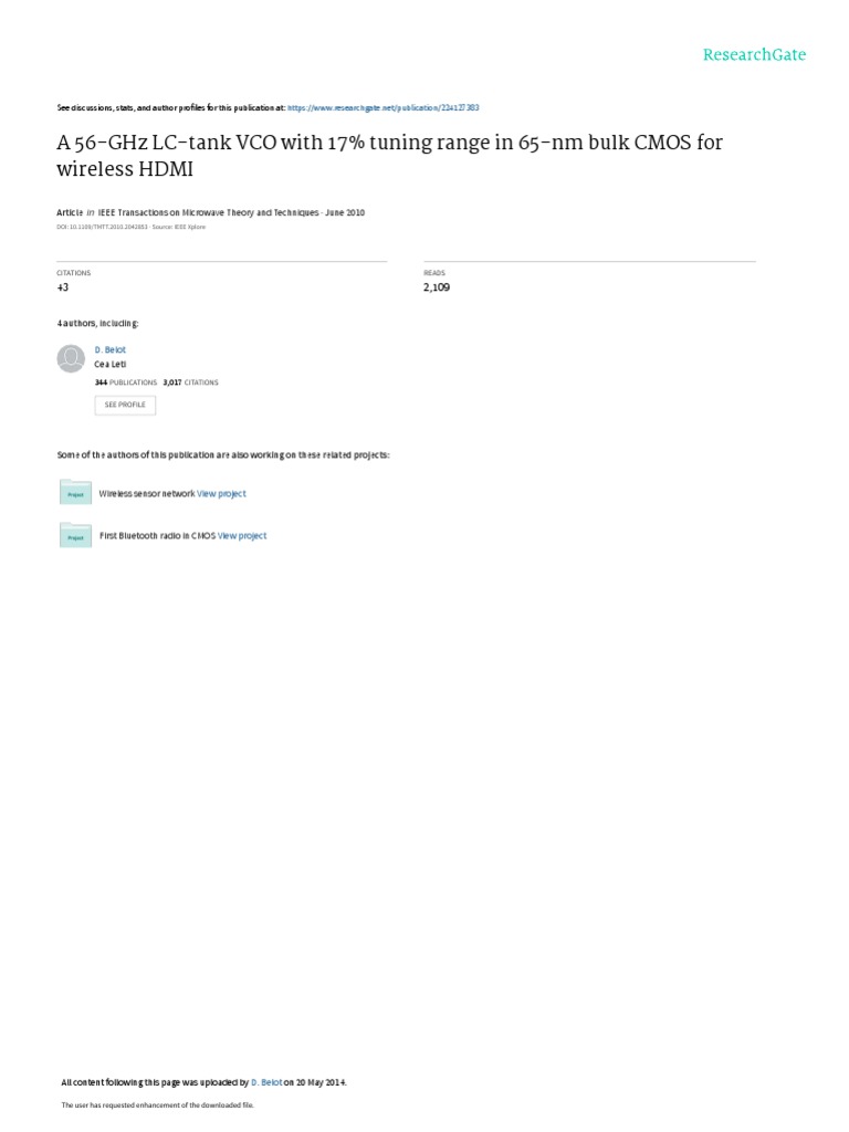 A 56-GHz LC-tank VCO With 17 Tuning Range in 65-nm PDF | Download Free PDF | Capacitor | Inductor