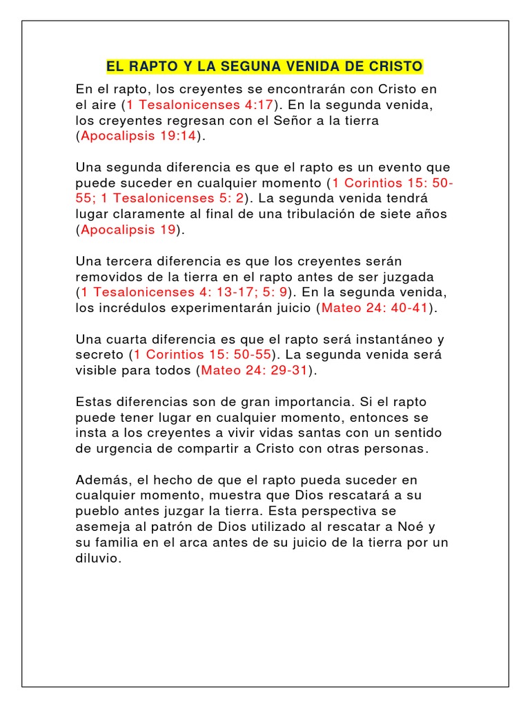 El Rapto Y La Seguna Venida De Cristo Pdf