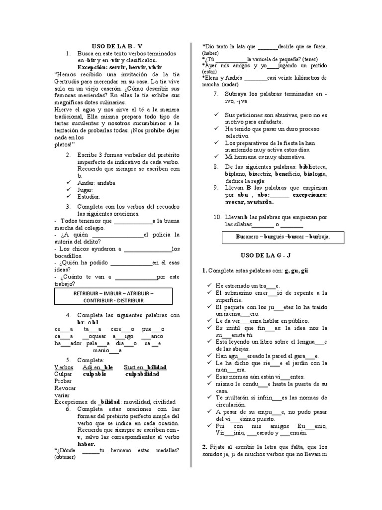 Ejercicios B. v. G. J | PDF | Idiomas | Estudios de idiomas extranjeros