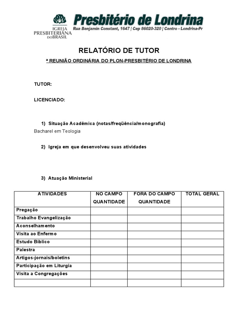 Relatorio de Tutor | PDF