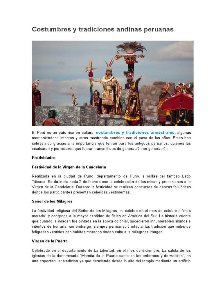 Costumbres y Tradiciones Andinas del Perú | PDF | Perú