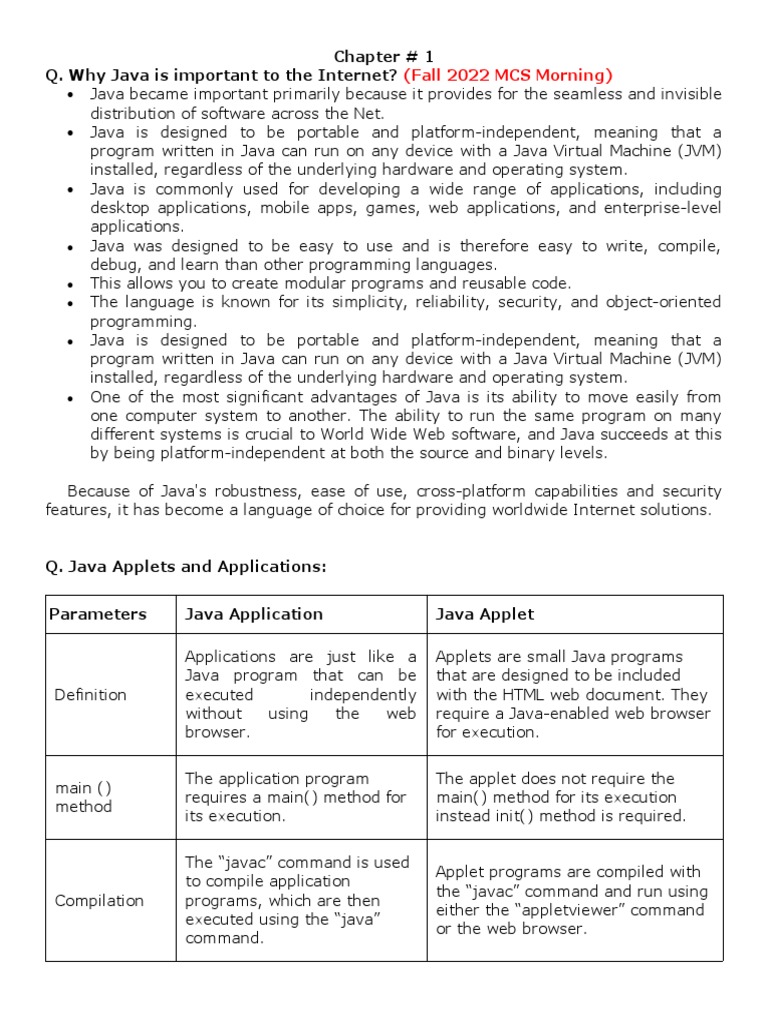 Java's Importance for Internet and Apps | PDF | Java Virtual Machine | Java (Programming Language)