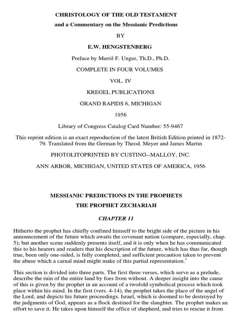 E W Hengstenberg - Christology of The Old Testament Vol 4 | PDF | Jesus ...