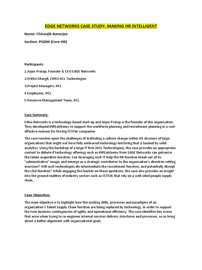 Edge Networks Case Study (Solved) | Download Free PDF | Recruitment | Analytics