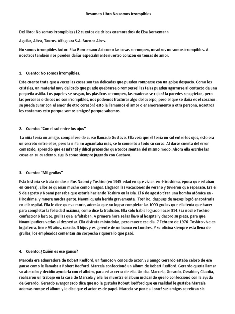 Resumen Libro No Somos Irrompibles | PDF