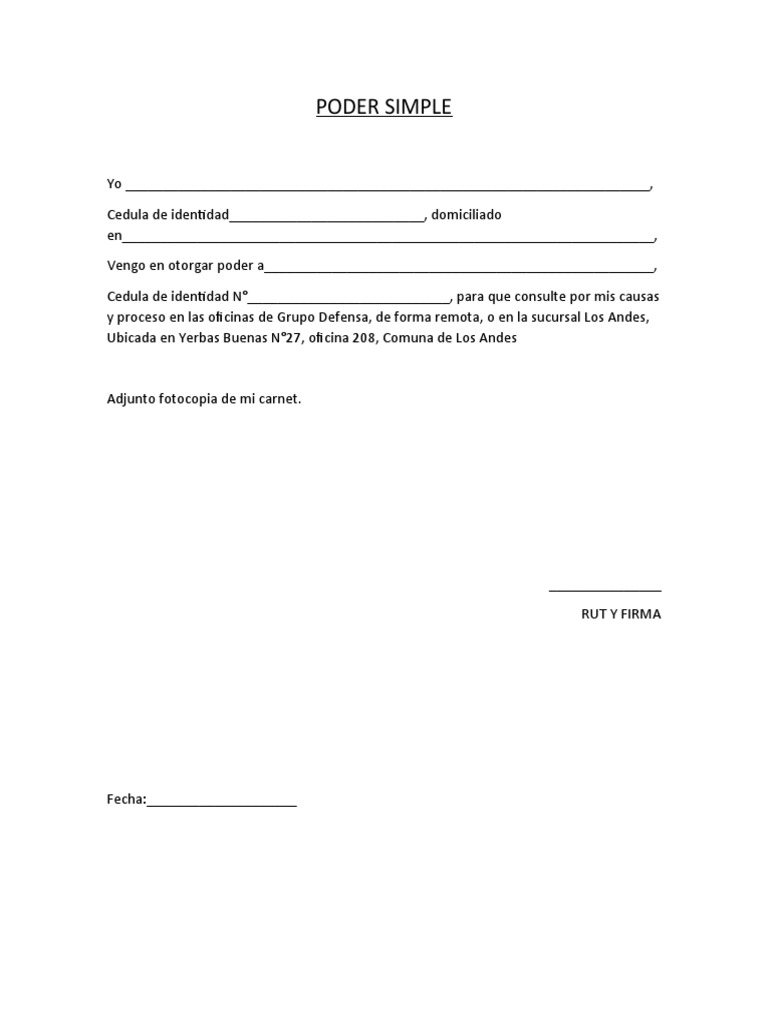 PODER SIMPLE, para Que Terceros Puedan Consultar | PDF