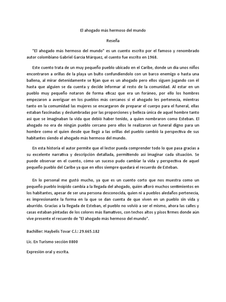 Reseña El Ahogado Más Hermoso Del Mundo | PDF | Clásicos