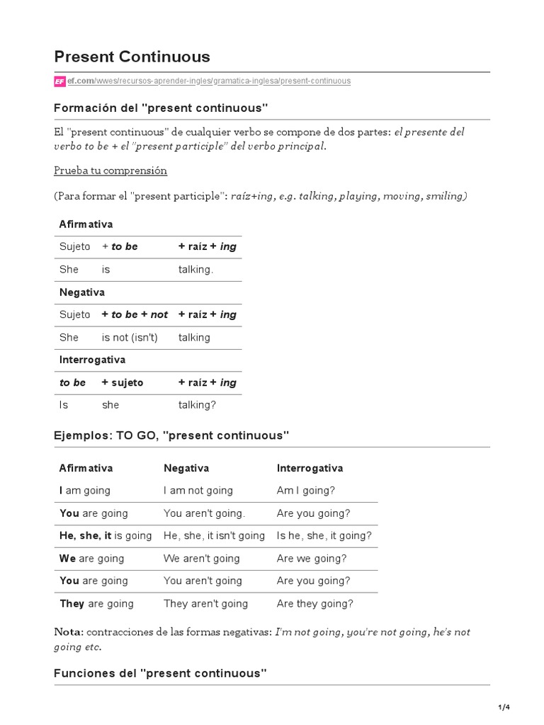 Present Continuous Tense Explained | PDF