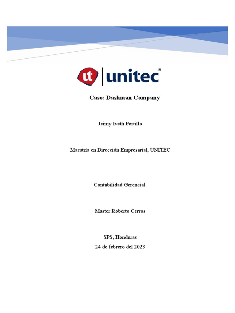 Caso Dashman Company | PDF