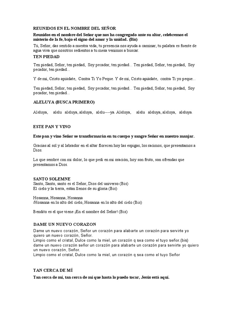 Cantos de Misa DCJ | Descargar gratis PDF | eucaristía