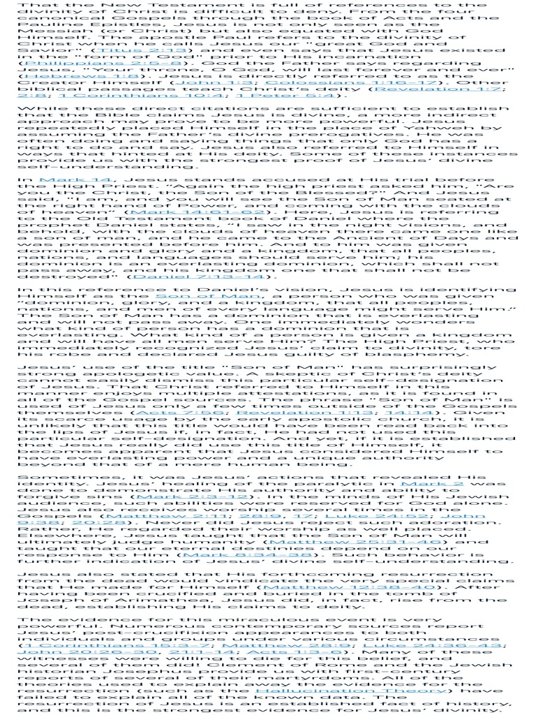 Divinity of Jesus PDF | PDF | Jesus | Gospel Of Mark