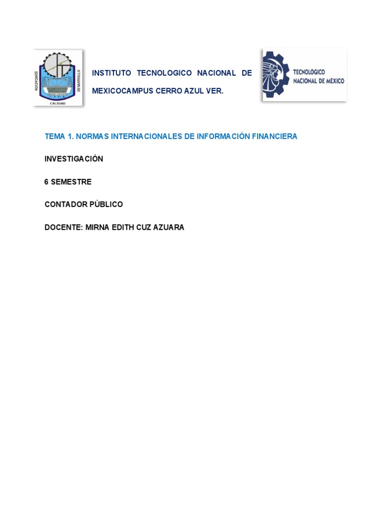 Tema 1. Niif (Cont Internacional) | PDF | normas internacionales de INFORMACION FINANCIERA ...