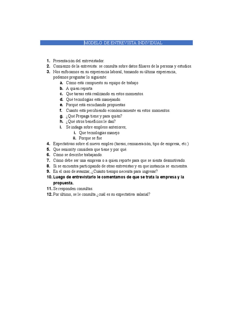 Modelo de Entrevista Individual Efectiva | PDF