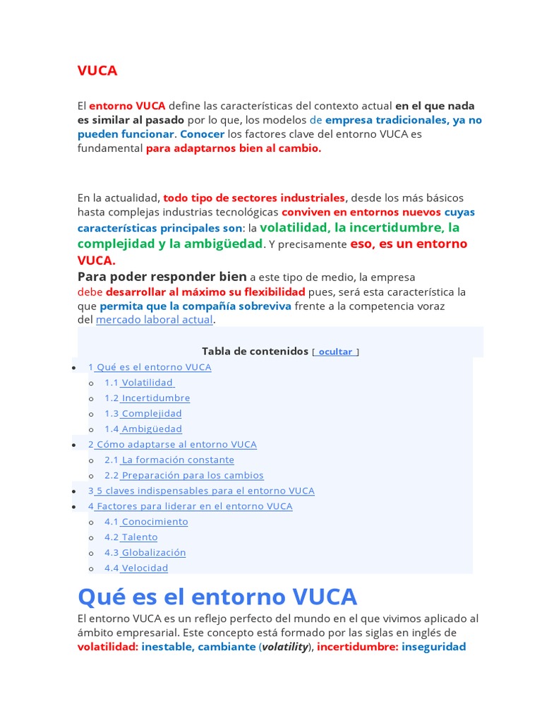 VUCA | PDF | Toma de decisiones | Conocimiento
