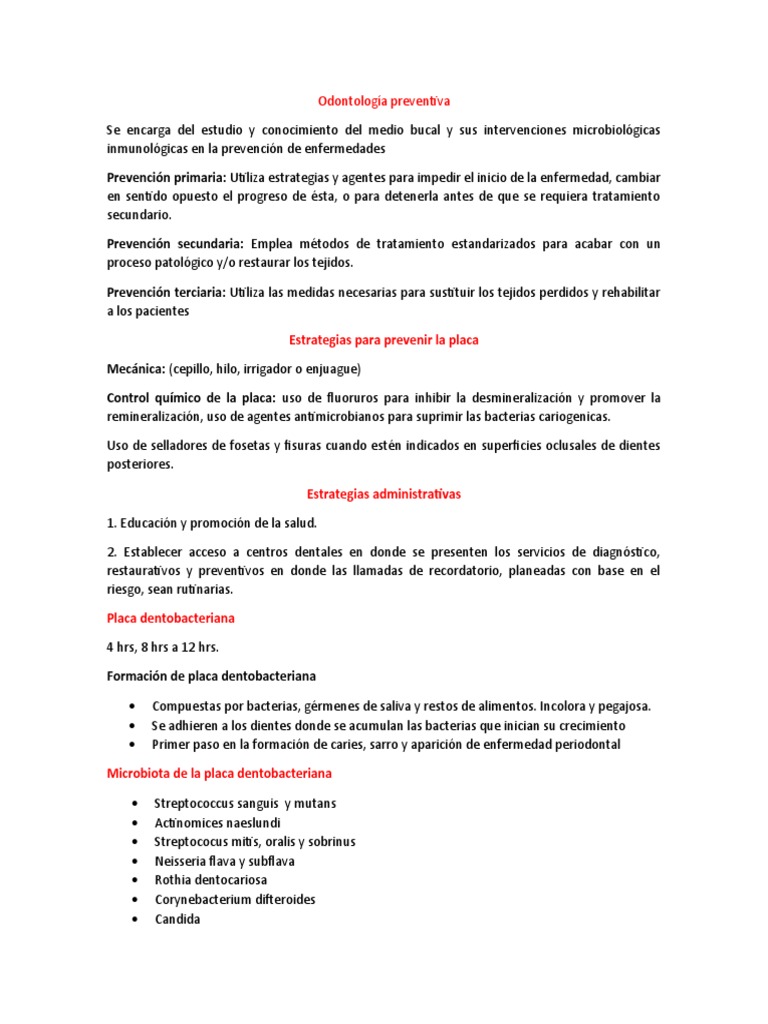 Odontología Preventiva Guia | PDF | Esmalte de dientes | Cuidado de la ...