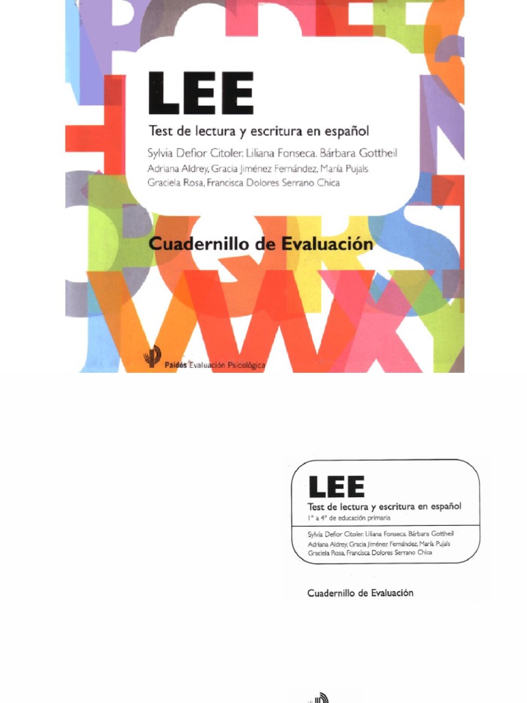 Cuadernillo de Evaluación Test (LEE) PDF | PDF