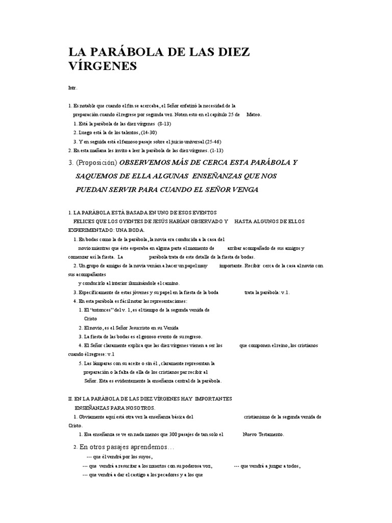 Las 10 Virgenes PDF | PDF | Parábolas de Jesús | Jesús