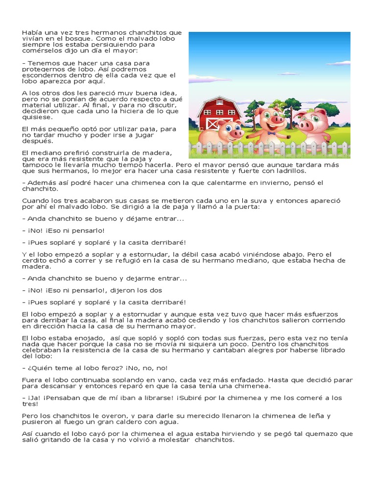 Cuento Los 3 Chanchitos para Pintar | PDF