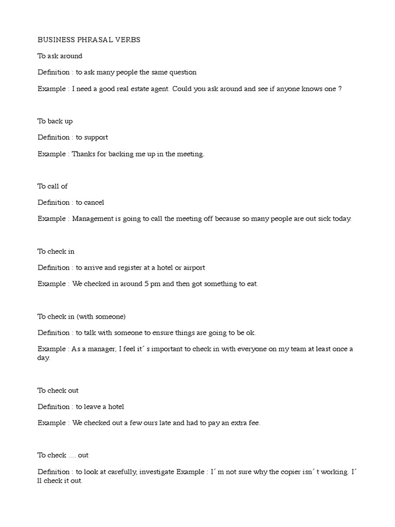 Business Phrasal Verbs | PDF