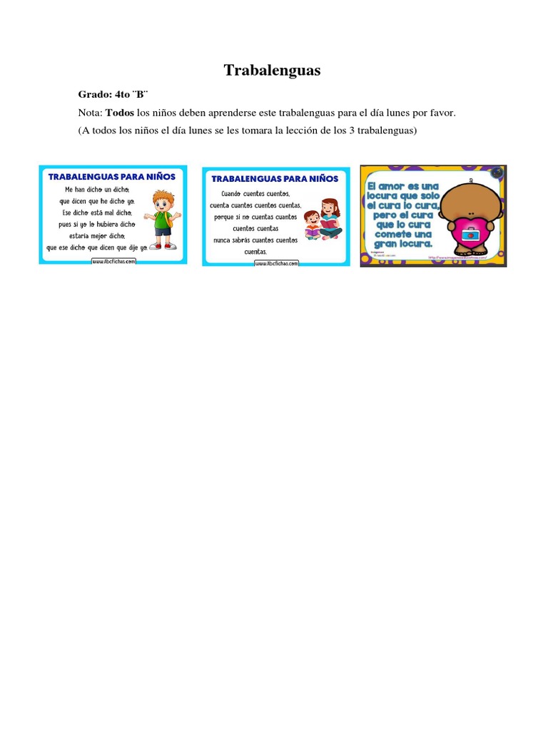 Trabalenguas 4to | PDF