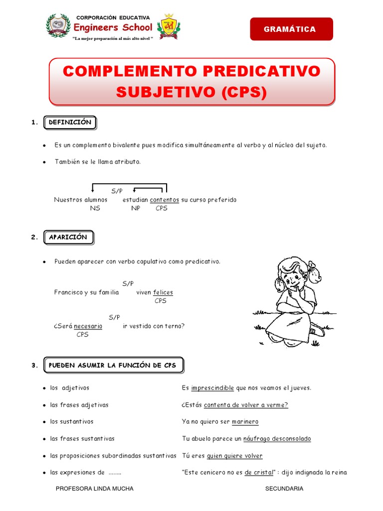Complemento-Predicativo-Subjetivo y Objetivo - 4° y 5°sec | PDF | Oración (Lingüística) | Verbo