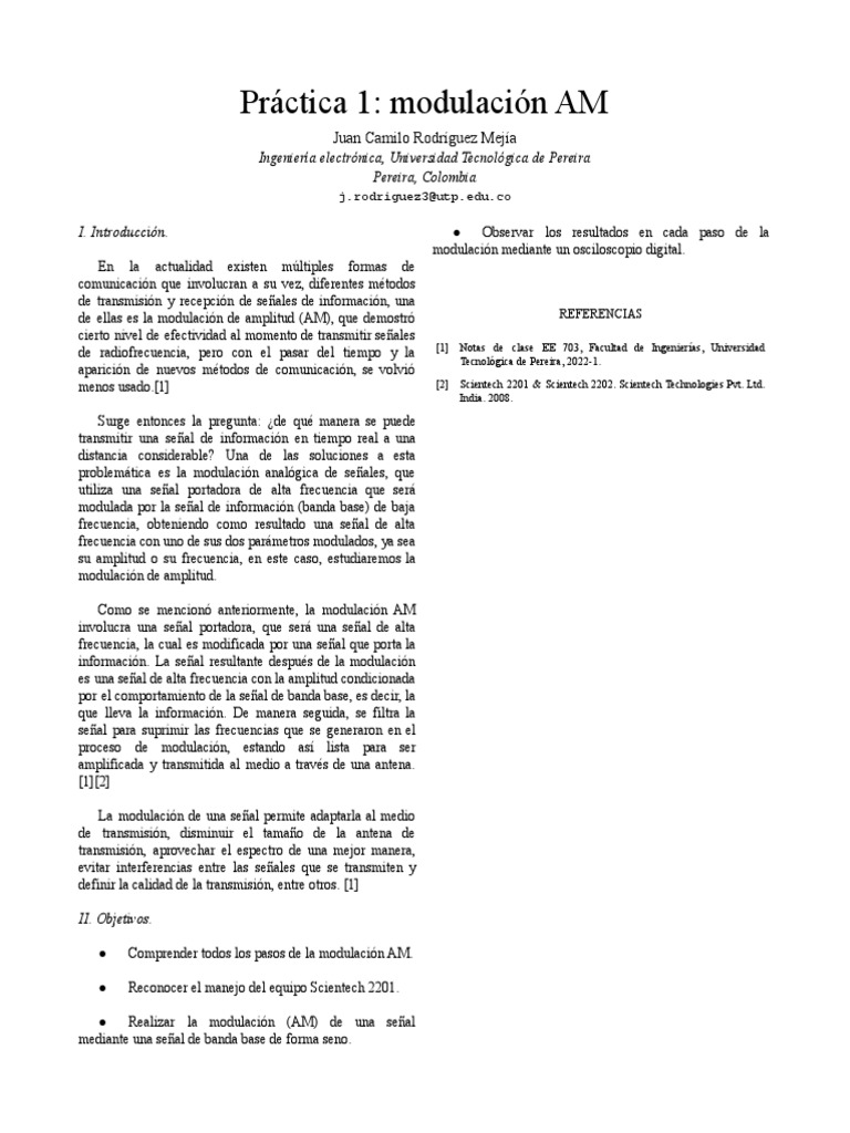 Informe 1 Lab Comunicaciones | PDF | Modulación | Radio