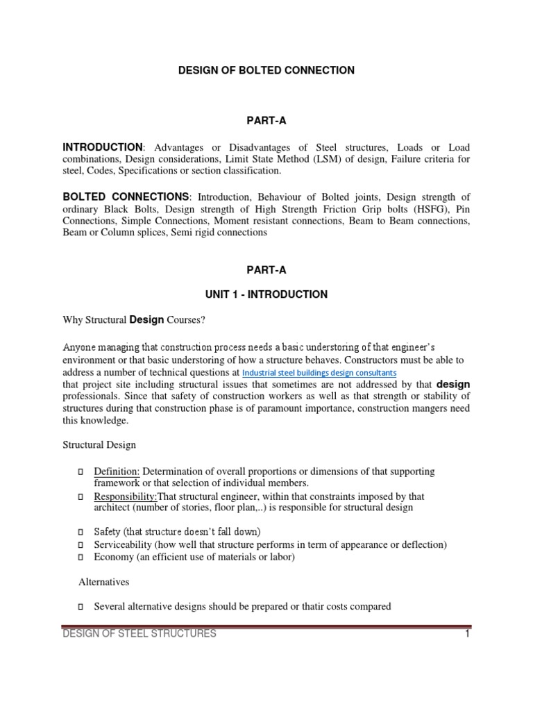 Steel Structure Bolted Connections Design | PDF | Stress (Mechanics) | Strength Of Materials